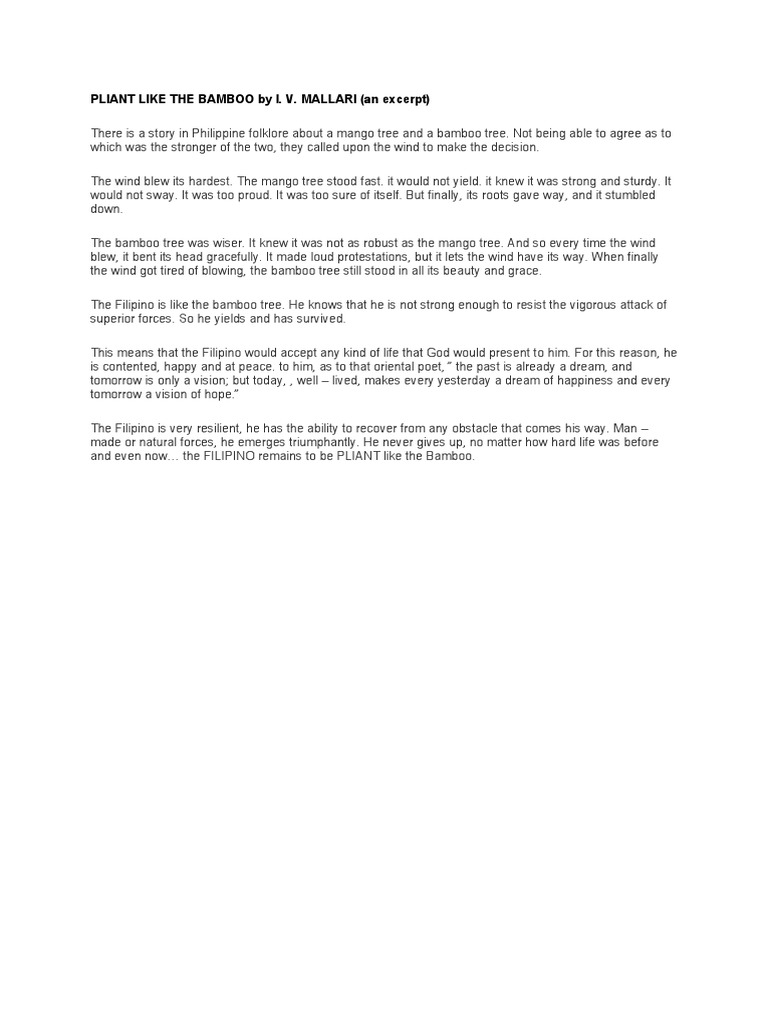 Pliant Like The Bamboo by Ismael v. Mallari | PDF | Philippines