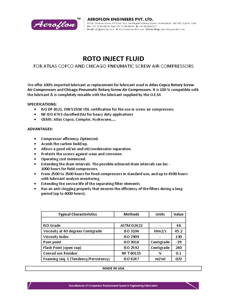 Huile Roto Inject Fluid PDF | PDF