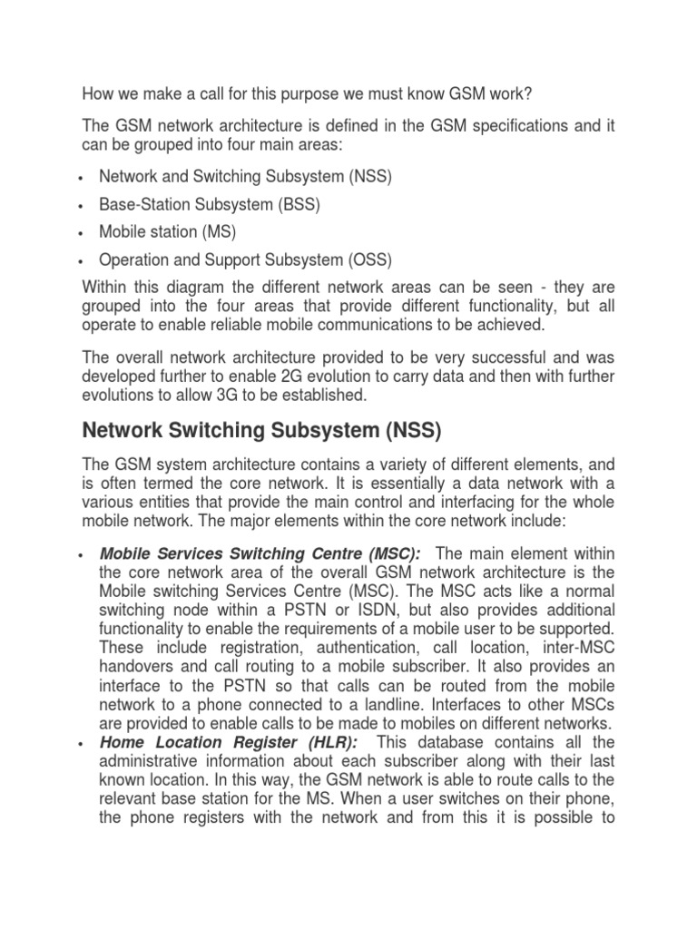 How GSM Networks Work - Key Components and Architecture | PDF | Data ...