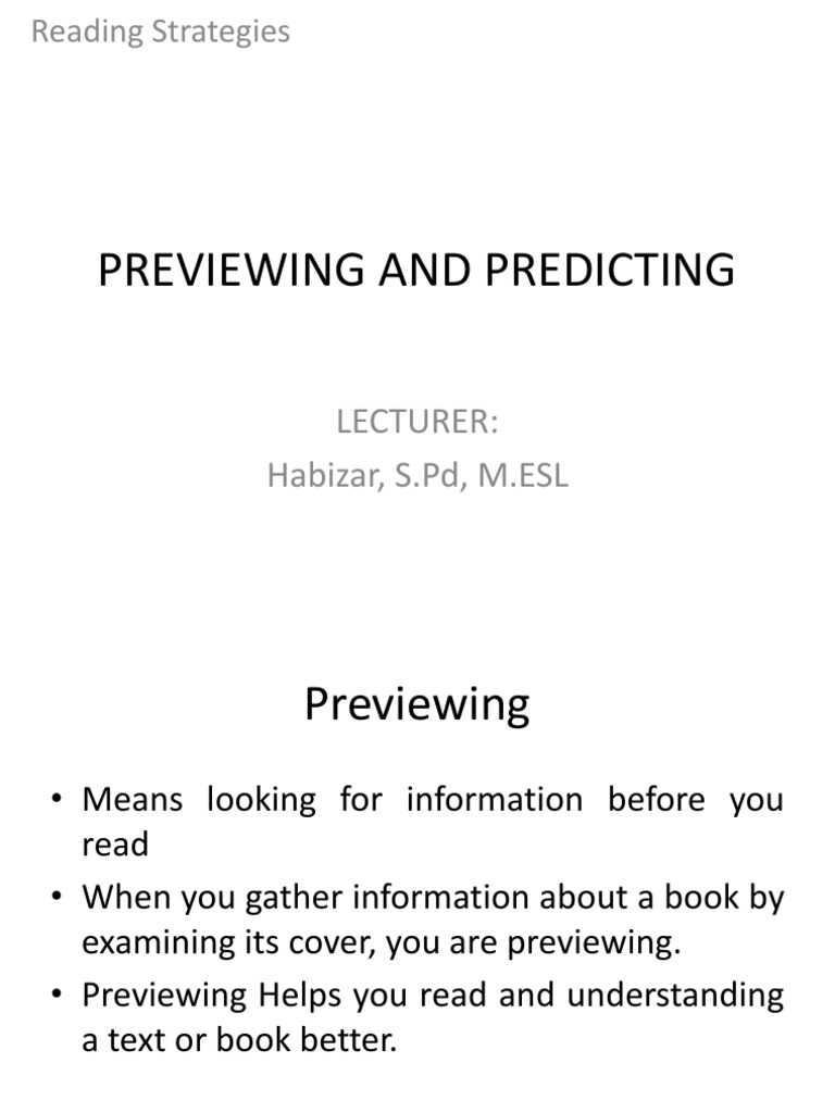 Previewing and Predicting | PDF