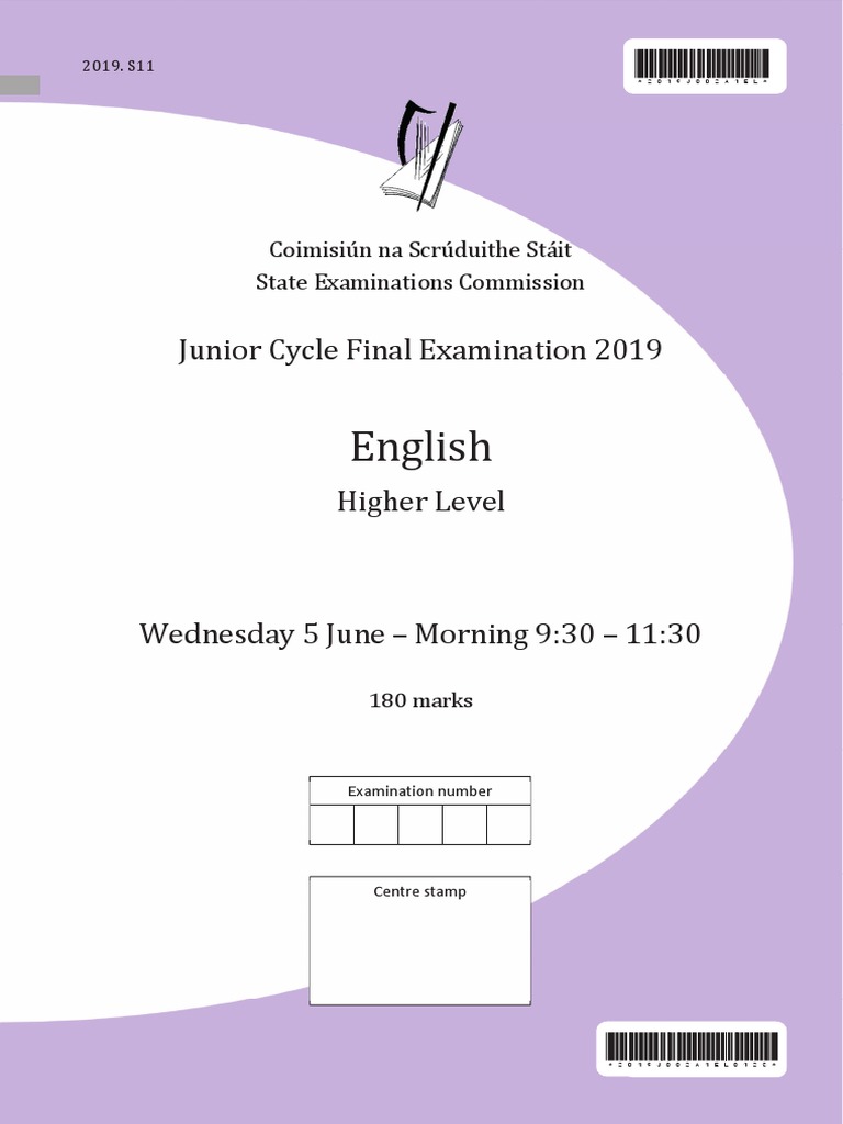 English: Junior Cycle Final Examination 2019 | PDF | Poetry