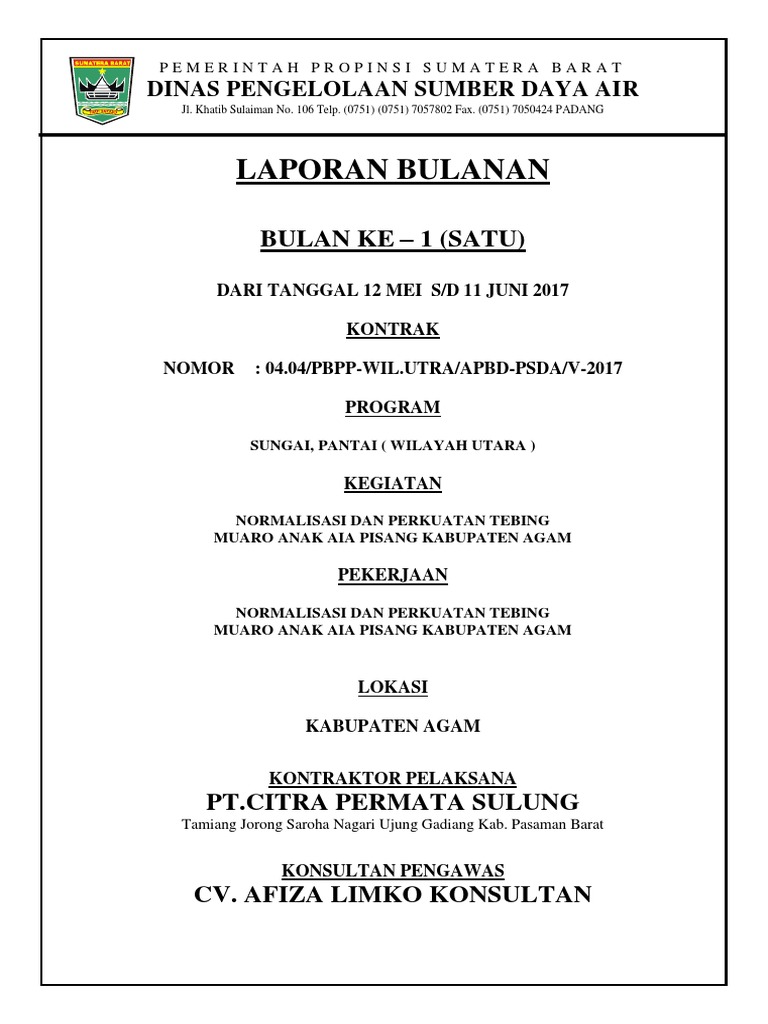 Contoh Cover Laporan Bulanan | PDF