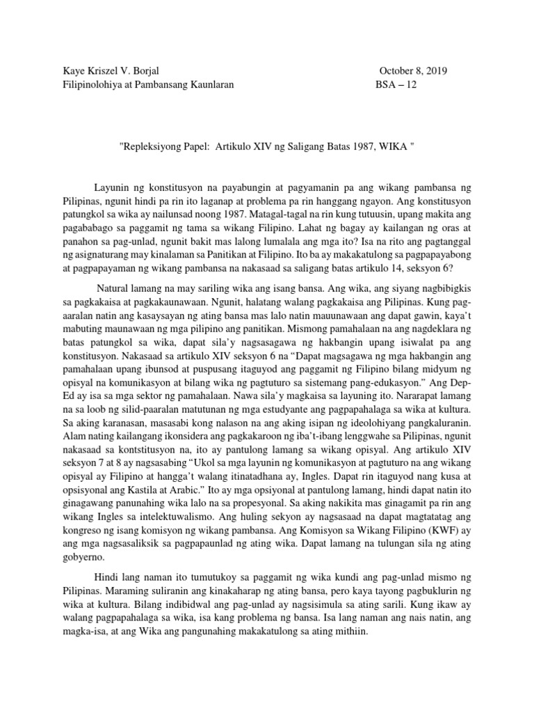 Borjal CN.8 Reflection Paper | PDF