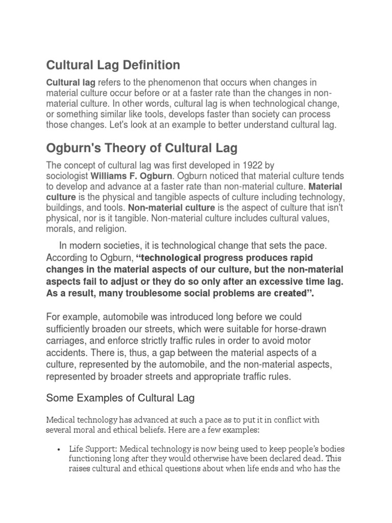 Cultural Lag Definition | PDF | Lag | Morality