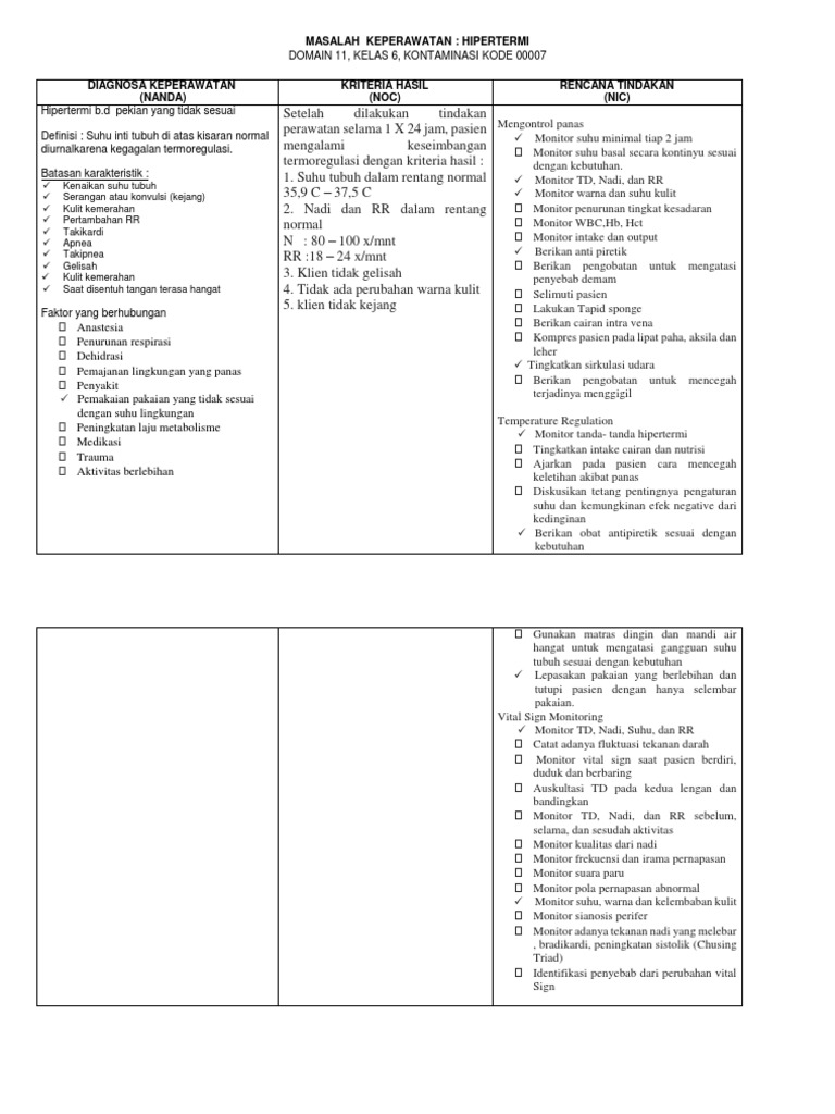 Diagnosa dan Penanganan Hipertermi | PDF