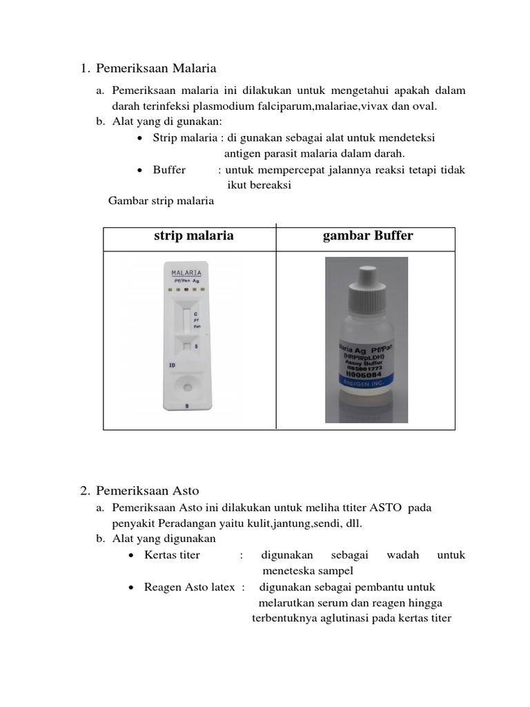 Pemeriksaan Malaria dan ASTO: Metode dan Alat | PDF