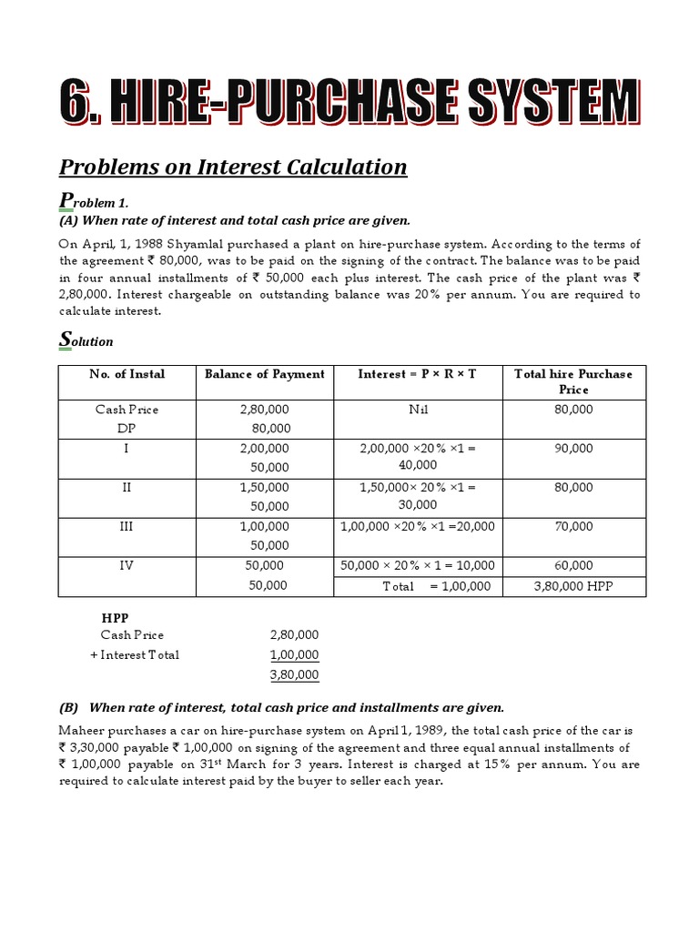 Hire Purchase Interest Calculation Guide | PDF | Interest | Present Value