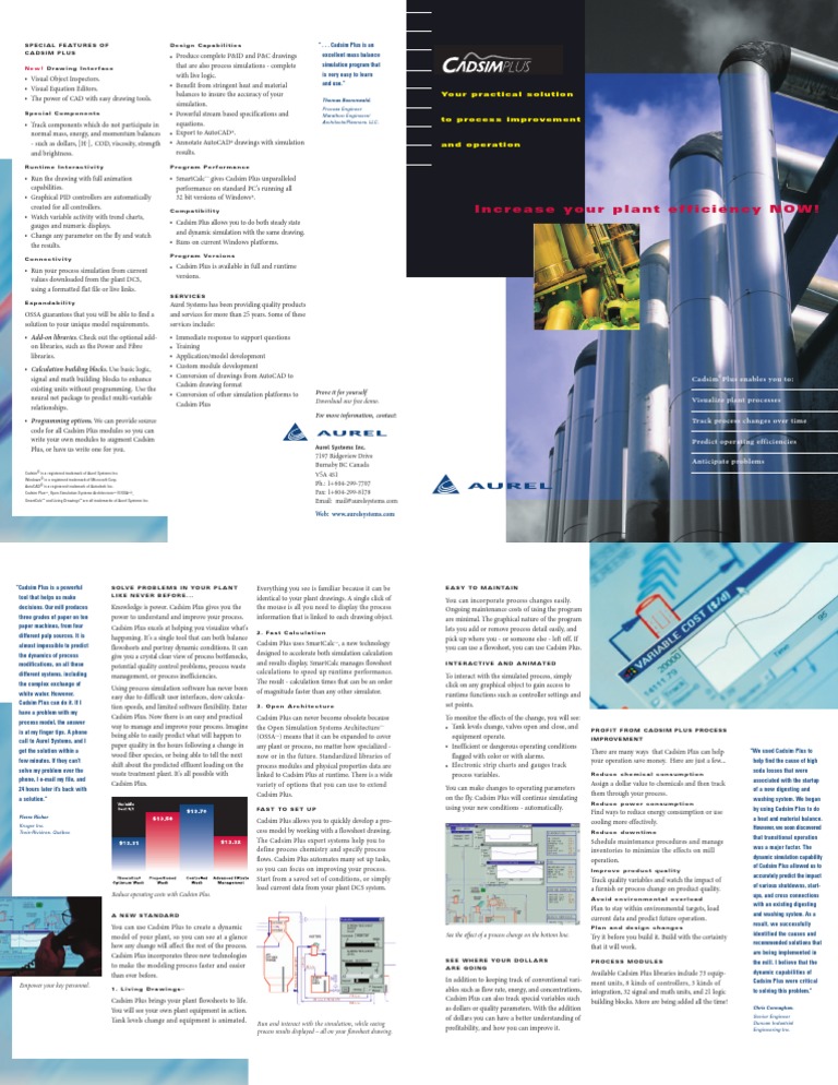 CADSIM Plus Brochure | PDF | Auto Cad | Simulation