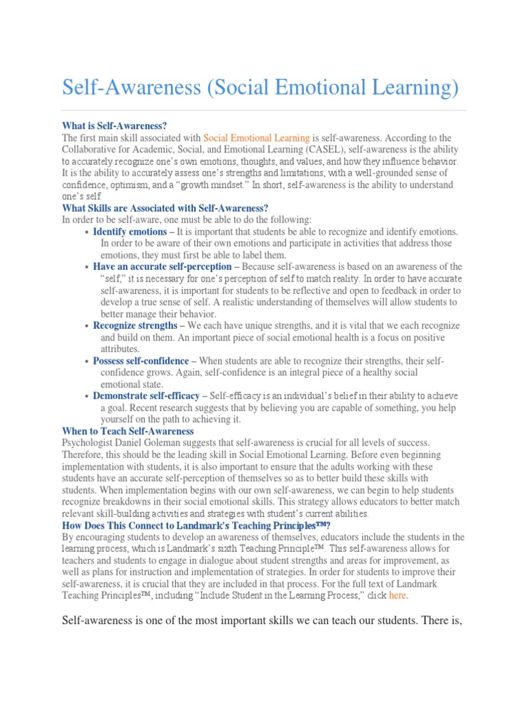 Self Awareness and Teaching Strategy | PDF | Distance Education | Lecture