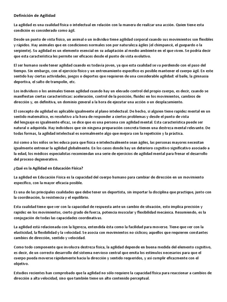 Definición de Agilidad: ¿Qué es la Agilidad en Educación Física ...