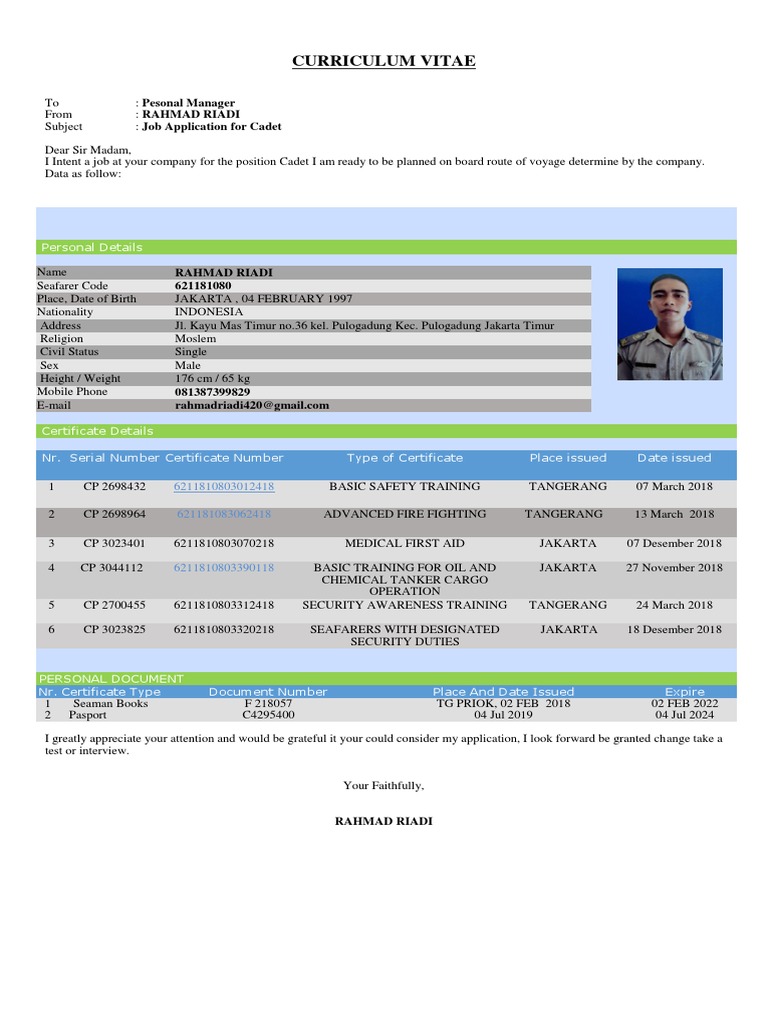 Curriculum Vitae: Rahmad Riadi 621181080 | PDF | Business