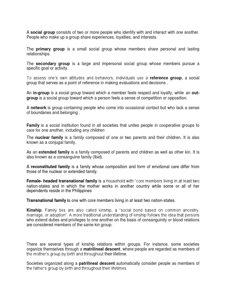 Social Groups and Stratification Explained | PDF | Kinship | Social ...