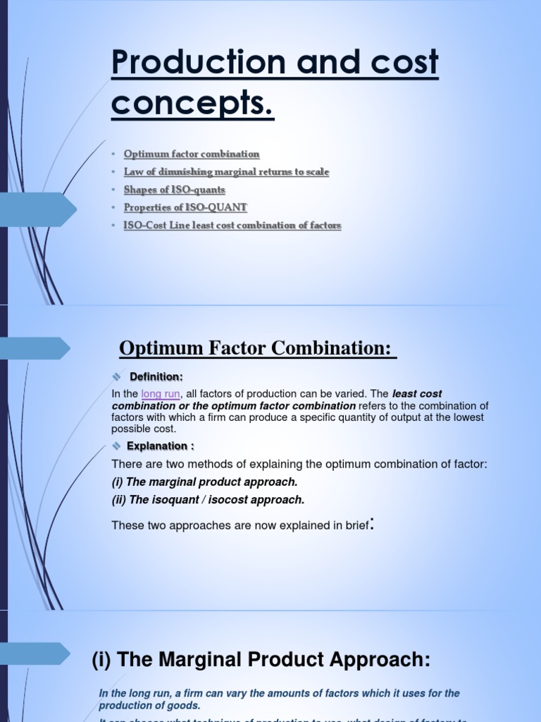 Production and Cost Concepts | PDF | Economic Equilibrium | Business ...
