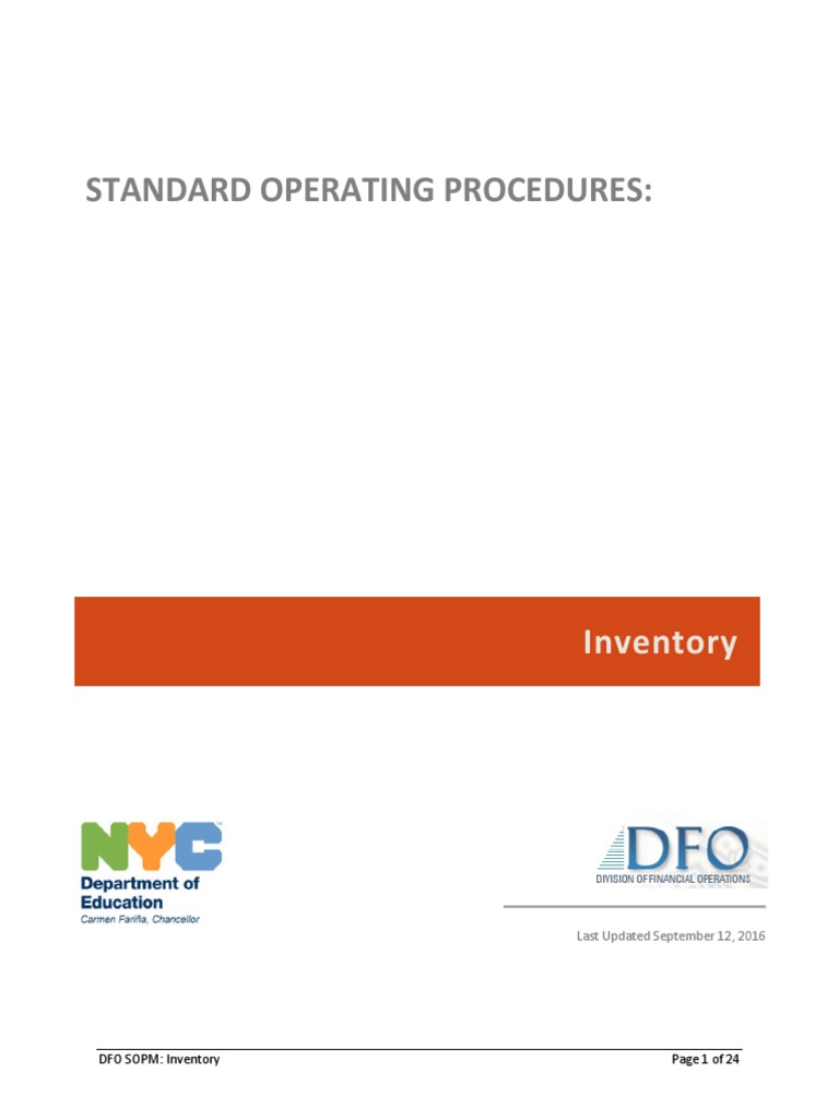 Standard Operating Procedures:: Inventory | PDF | Backup | Textbook