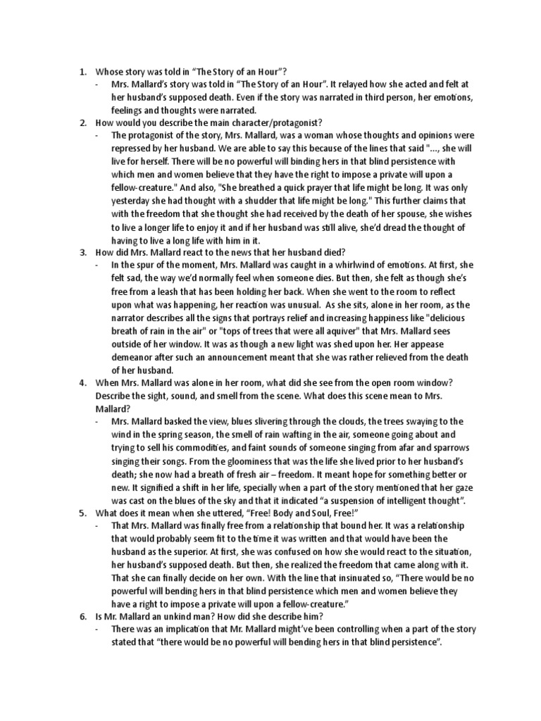 Story of An Hour | PDF