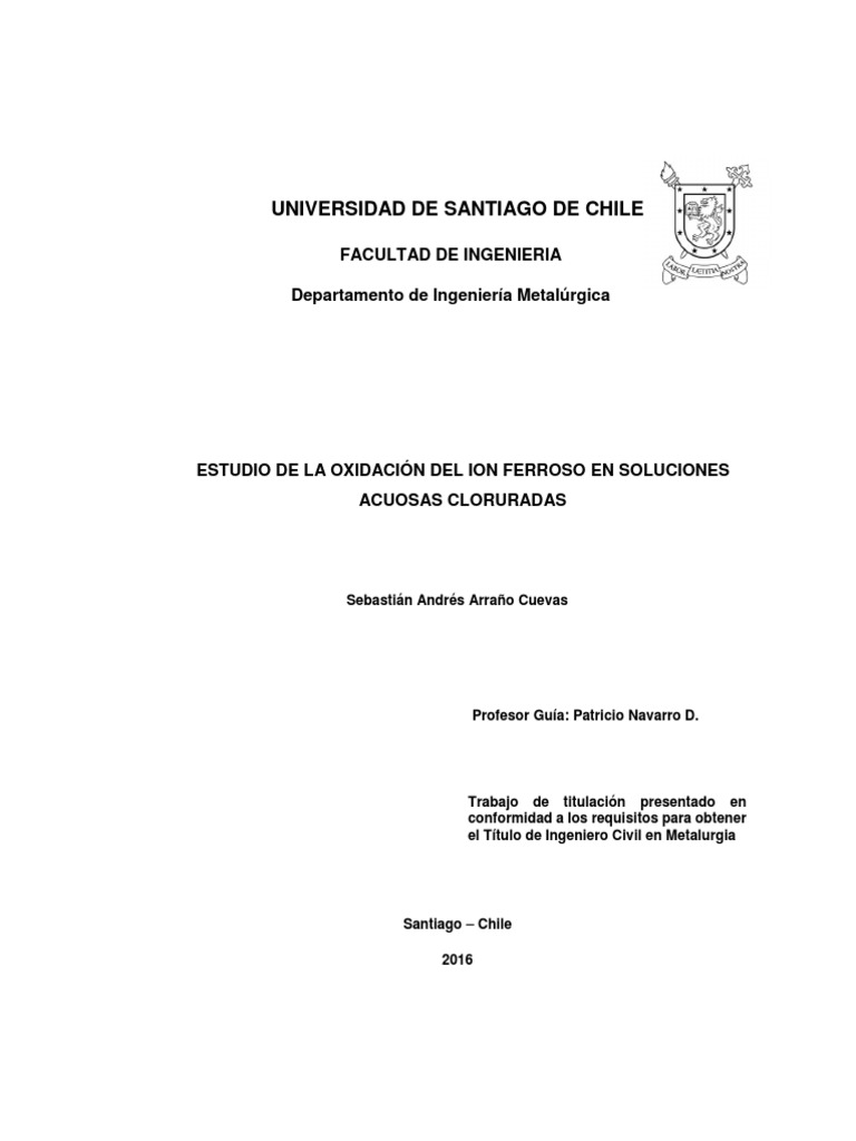 Estudio de La Oxidación Del Ión Ferroso en Soluciones Acuosas ...