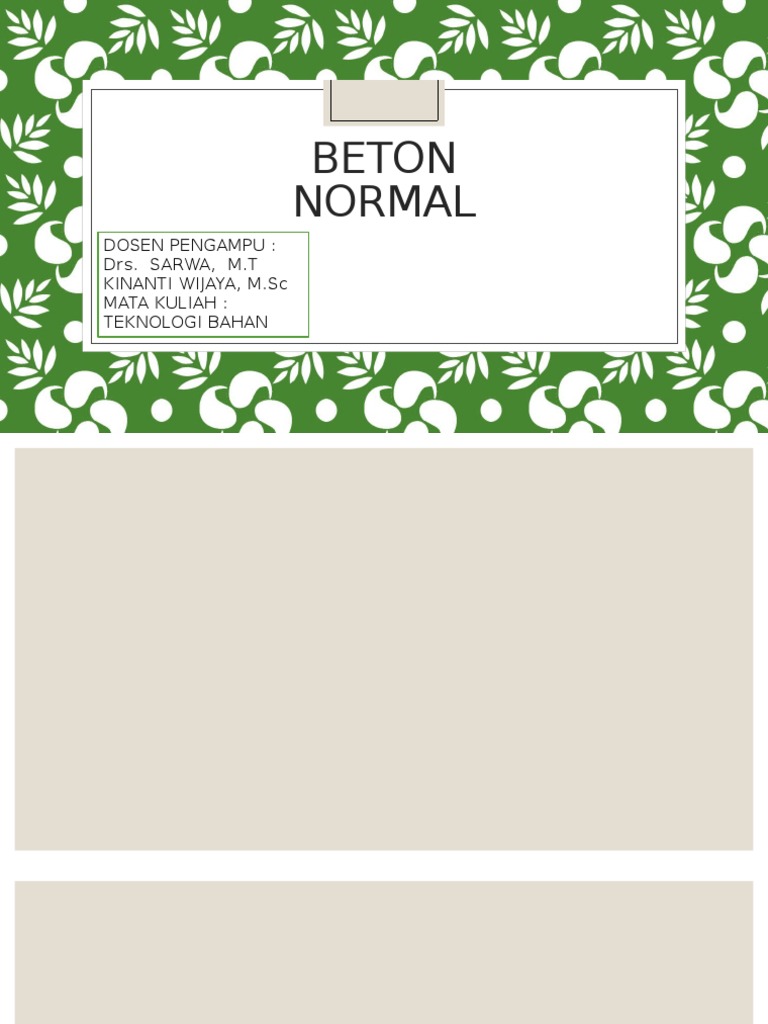 Sifat Dan Karakteristik Beton Normal | PDF