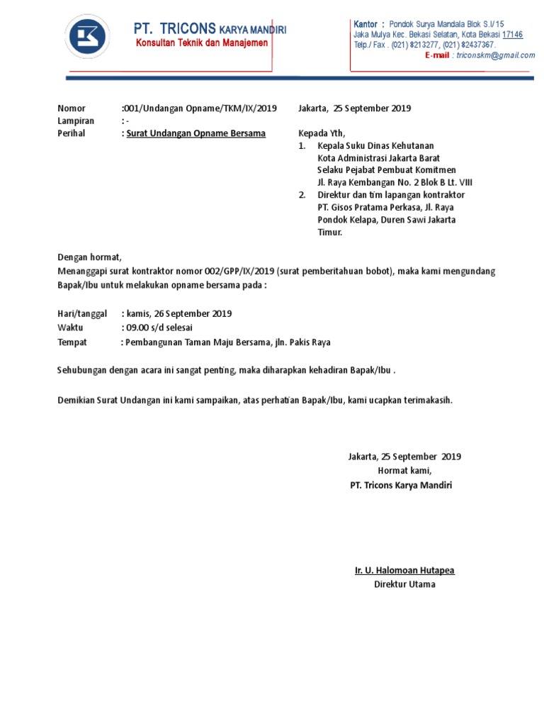 Surat Undangan Opname | PDF