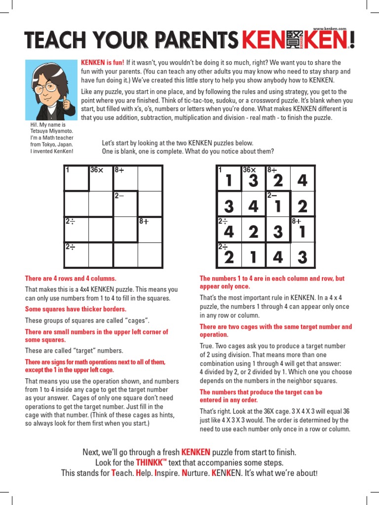 Teach Your Parents KenKen | PDF | Games Of Mental Skill | Puzzles