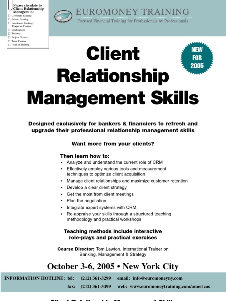 Client Relationship Management Skills: Euromoney Training | PDF ...