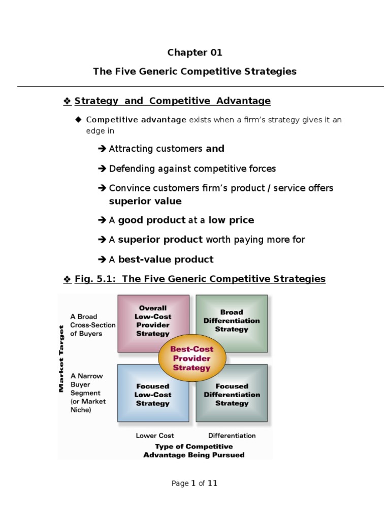 Five Generic Competitive Strategies Pdf Competitive Advantage