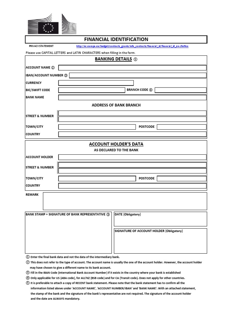 Bank Account Form-En | PDF