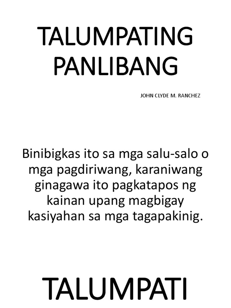 Talumpating Panlibangan | PDF
