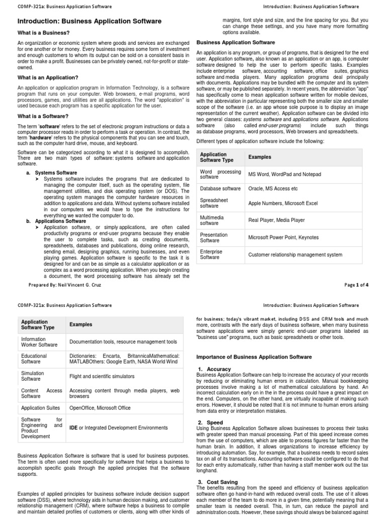 What Is A Business? Business Application Software | PDF | Application ...