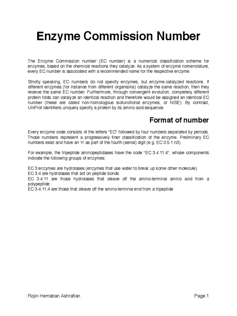 Enzyme Commission Number | Download Free PDF | Catalysts | Structural ...