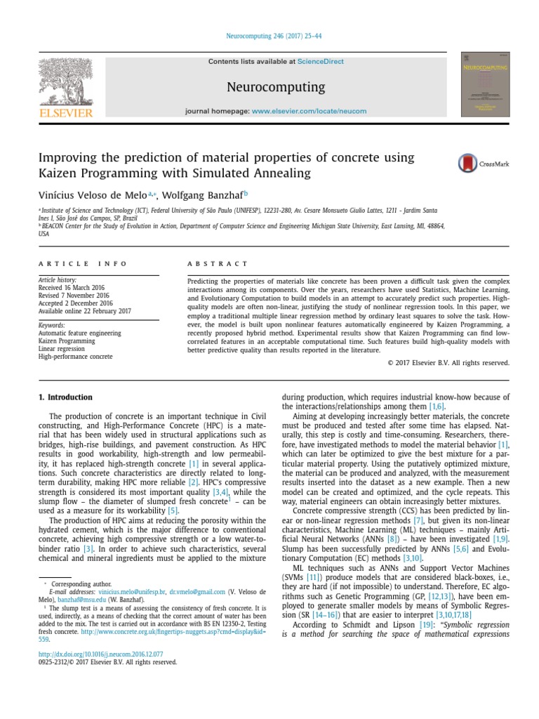 PAPER Improving The Prediction of Material Properties of Concrete Using Kaizen Programming With ...