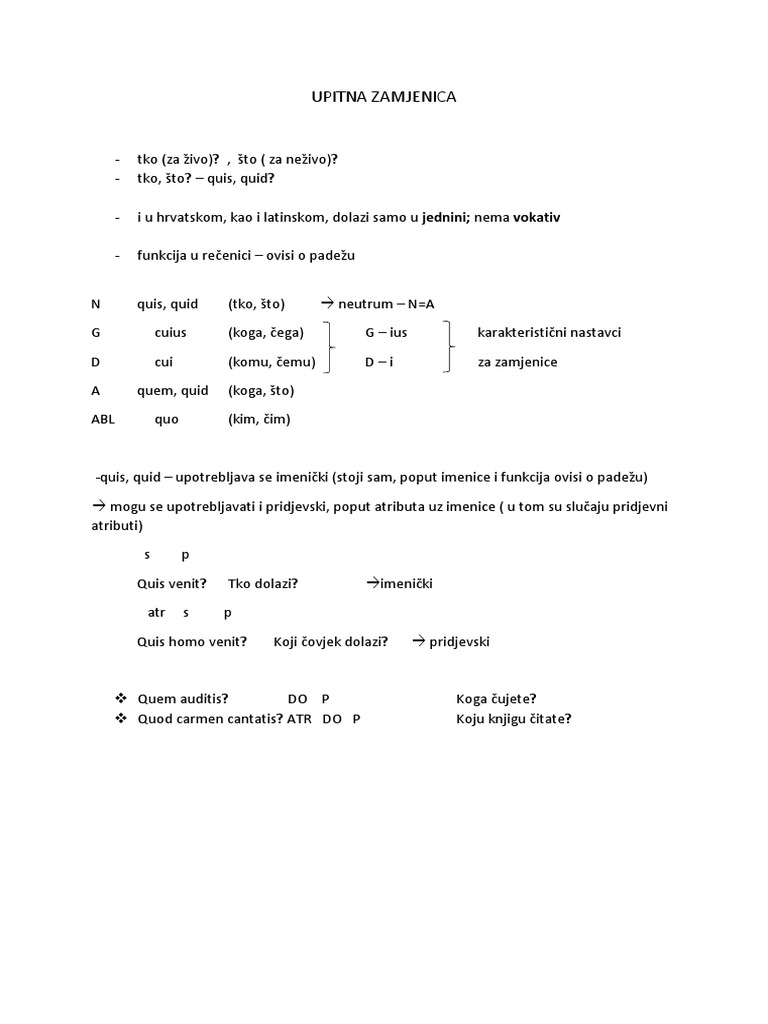 Upitne Zamjenice | PDF