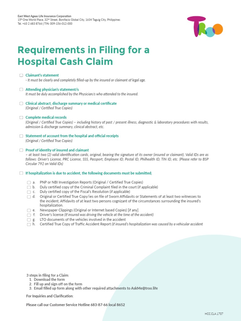 Hospital Cash Claim | PDF | Identity Document | Medical Record