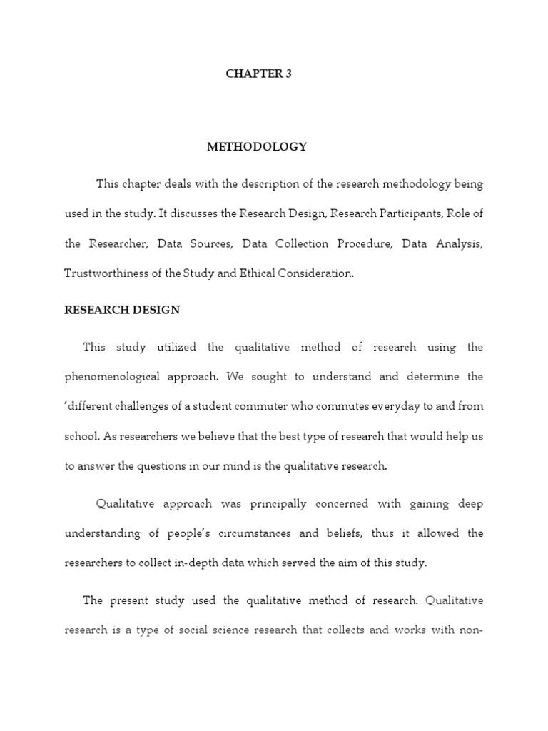 Chapter 3 | PDF | Qualitative Research | Phenomenology (Philosophy)