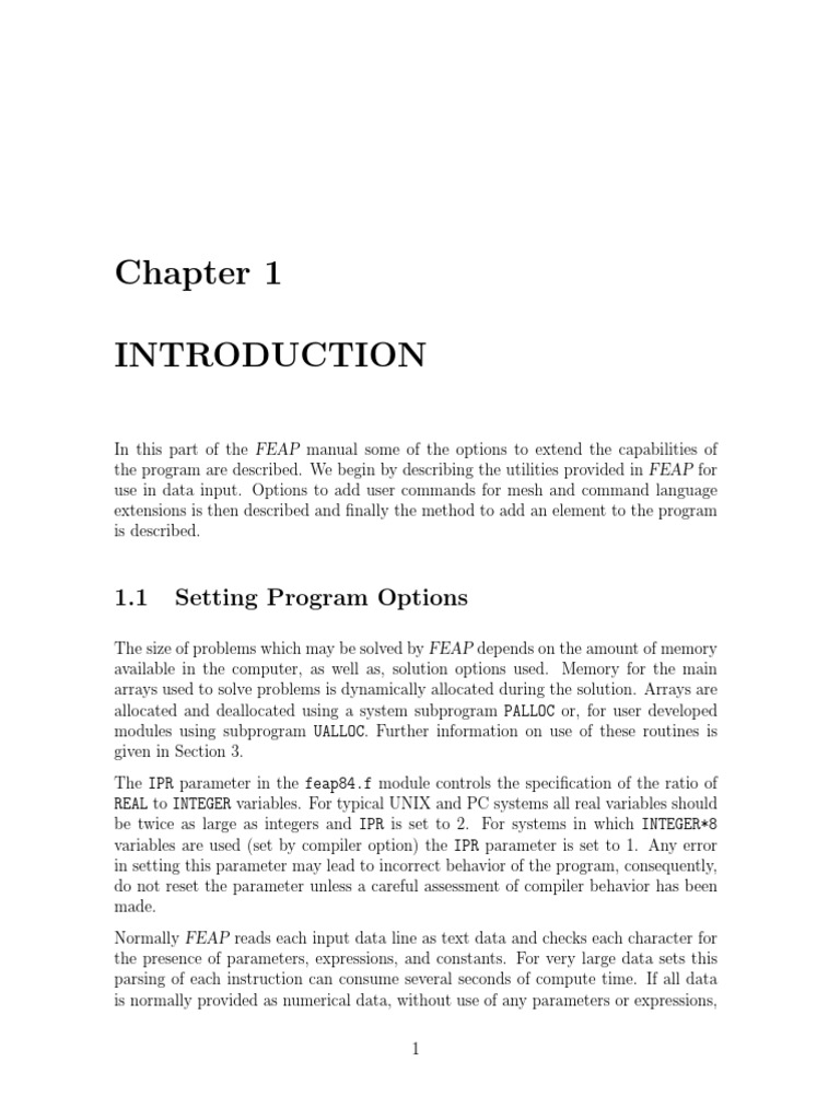 Programming Manual Feap 84 Ch1 | Download Free PDF | Subroutine | Variable (Computer Science)