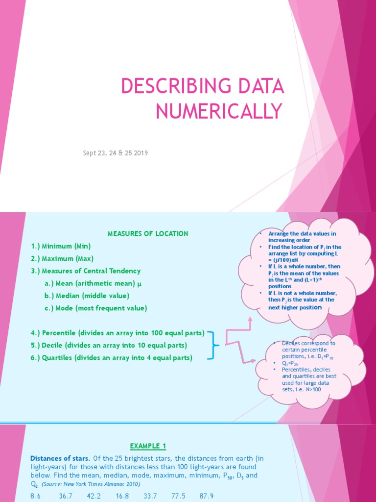 Describing Data Numerically | PDF | Skewness | Coefficient Of Variation