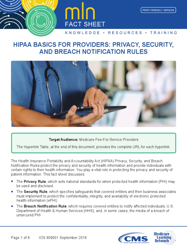Hipaa Basics For Providers: Privacy, Security, and Breach Notification ...