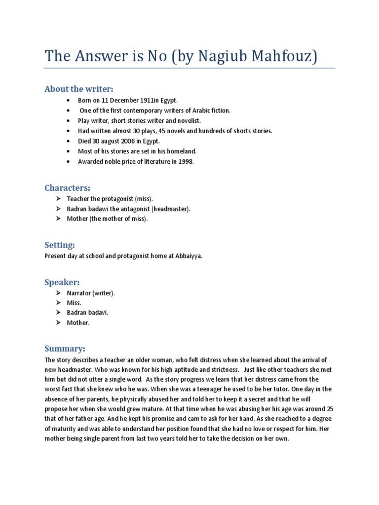 The Answer Is No | PDF