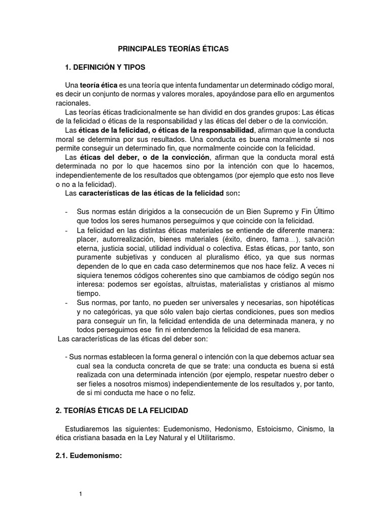Principales Escuelas Eticas | PDF | Moralidad | Utilitarismo