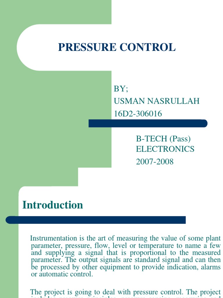 Pressure Control | PDF | Pressure Measurement | Pressure