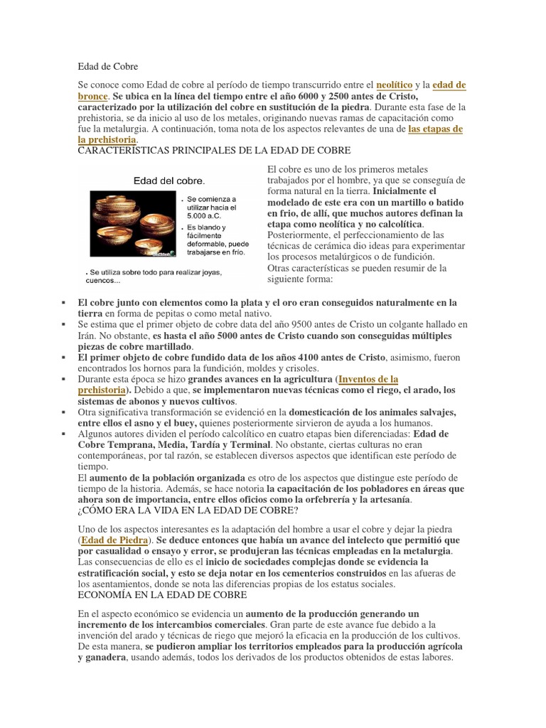 Edad De Cobre Pdf Cobre Metalurgia