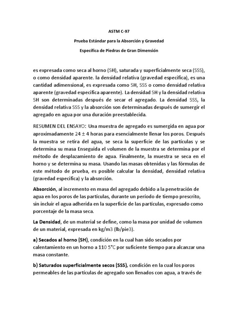 Astm C | PDF | Densidad | Masa
