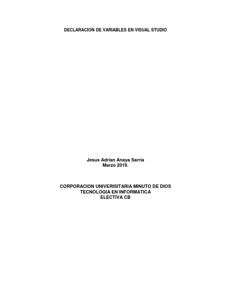 Declaracion de Variables en Visual Studio | PDF | Lenguaje de ...