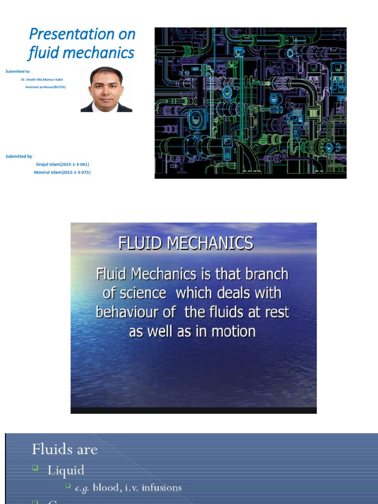 Fluid Mechanics Presentation | PDF | Fluid Dynamics | Reynolds Number