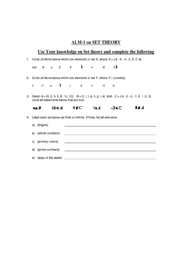 Alm 1 Set Theory | PDF
