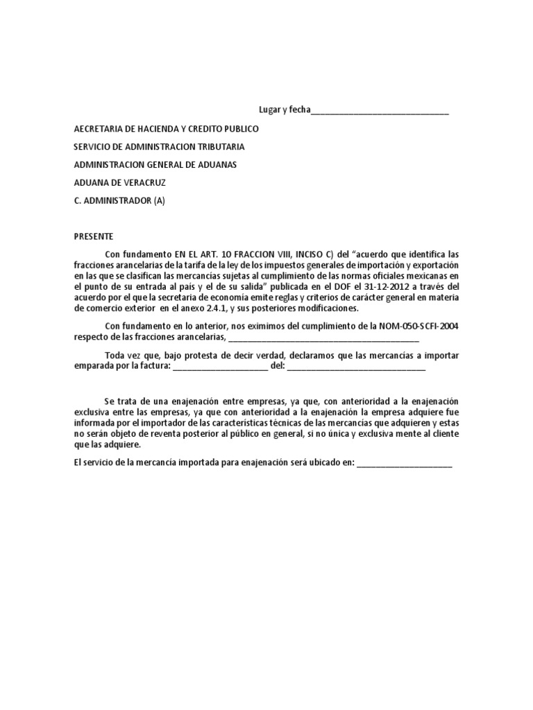 Carta NOM 050 | PDF