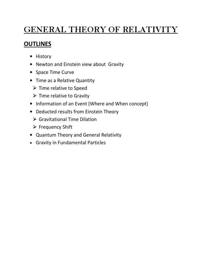 General Theory of Relativity | PDF