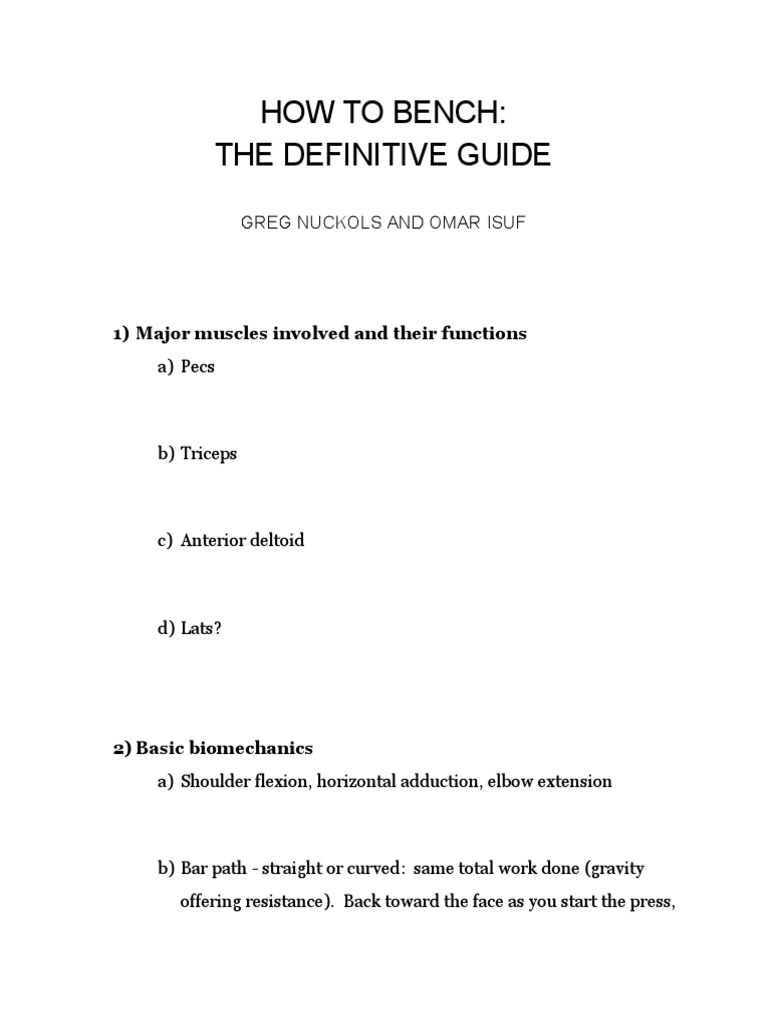 The Bench Press PDF | PDF | Elbow | Anatomical Terms Of Motion