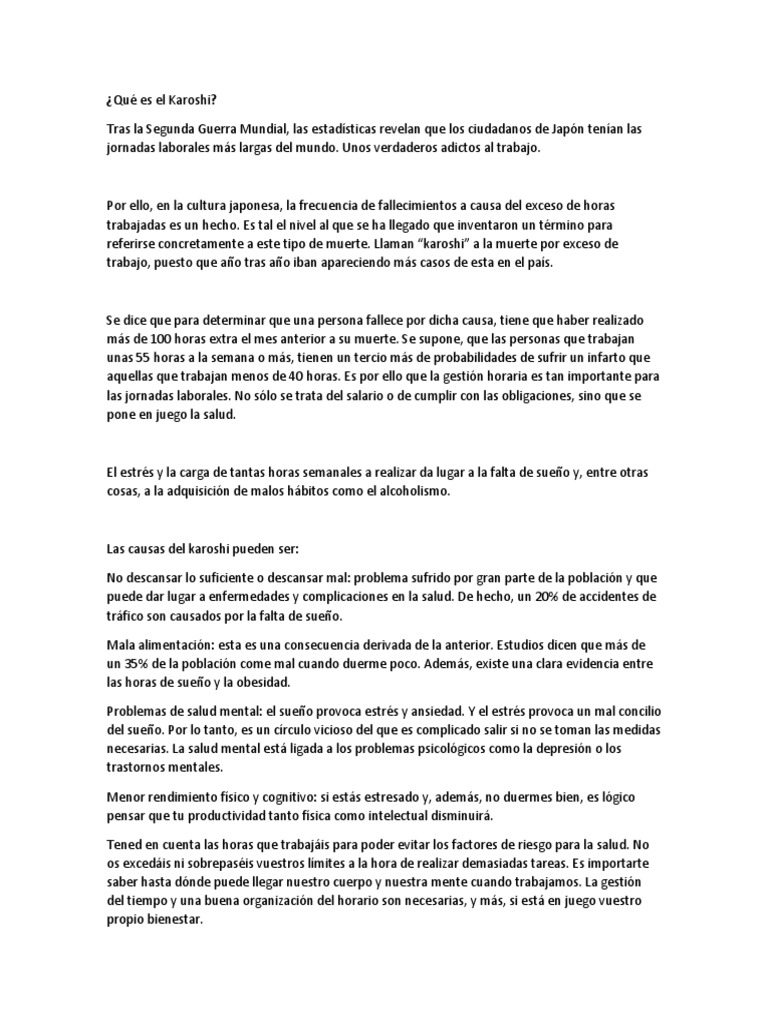 Qué Es El Karoshi | PDF | Japón | Dormir