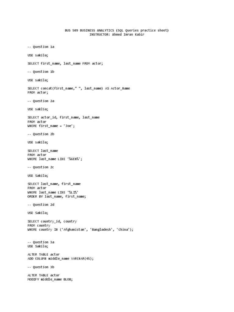 SQL Questions | PDF | Data | Information Retrieval