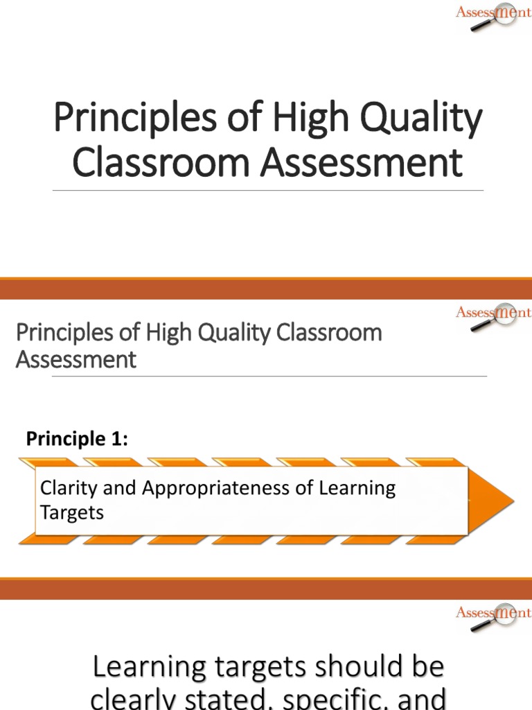 2 Principles of High Quality Classroom Assessment | Educational ...